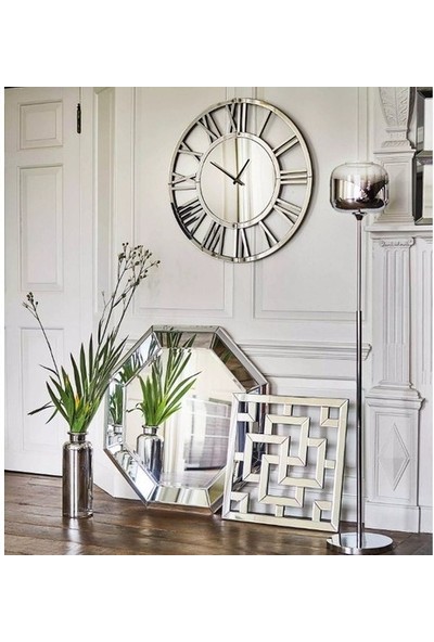 Eyka Store Duvar Saati Dekoratif Full Gümüş Pleksi Aynalı Duvar Saati - 40 cm Eyka Store Duvar Saati Dekoratif Full Gümüş Pleksi Aynalı Duvar Saati - 40 cm