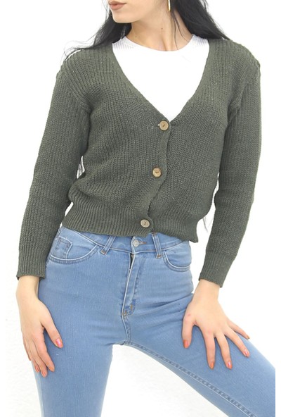 Düğmeli Selanik Hırka Haki - 8346.1319. Düğmeli Selanik Hırka Haki - 8346.1319.