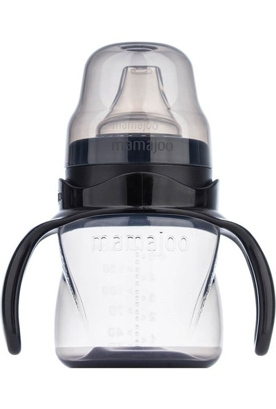 Mamajoo Kulplu Akıtmaz Eğitici Bardak Black 160 ml & Anti-Kolik Bardak Ucu Mamajoo Kulplu Akıtmaz Eğitici Bardak Black 160 ml & Anti-Kolik Bardak Ucu
