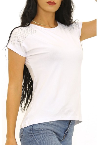 Omuzu Incili Tişört Beyaz - 5773.599.