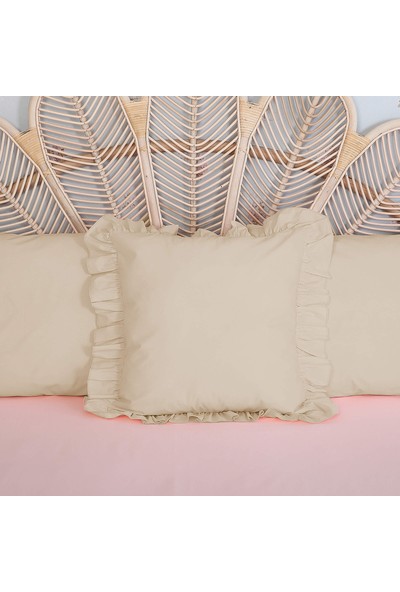 Zuhudi Pamuk 2 Li Yastık Kılıfı Vanilya
