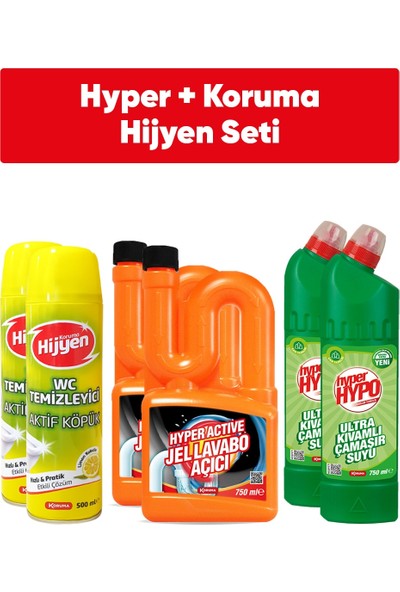 Hyper Hypo Hyper + Seti(Wc Temizleyici, Lavabo Açıcı, U ltra Kıva mlı Çamaşırsuyu) Hyper Hypo Hyper + Seti(Wc Temizleyici, Lavabo Açıcı, U ltra Kıva mlı Çamaşırsuyu)