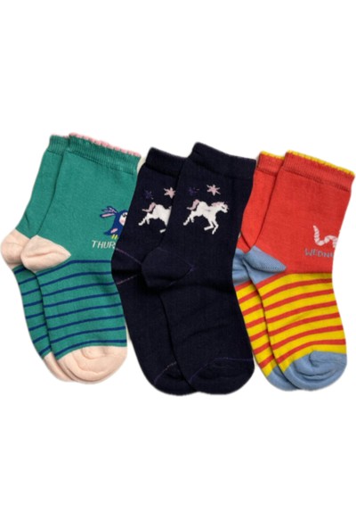 Tiny Touch 3'lü Desenli Unisex Çocuk Çorap