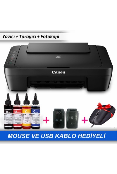 Canon Pixma E414 Çok Fonksiyonlu Yazıcı + Mürekkep Dolum Seti + Mouse Canon Pixma E414 Çok Fonksiyonlu Yazıcı + Mürekkep Dolum Seti + Mouse