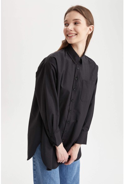 DeFacto Relax Fit Uzun Kollu Poplin Gömlek Tunik W8610AZ22SP