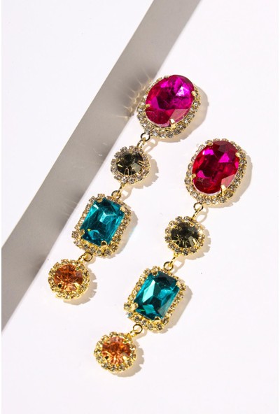 New Obsessions Renkli Swarovski Baget Taşlı Sallantılı Küpe New Obsessions Renkli Swarovski Baget Taşlı Sallantılı Küpe