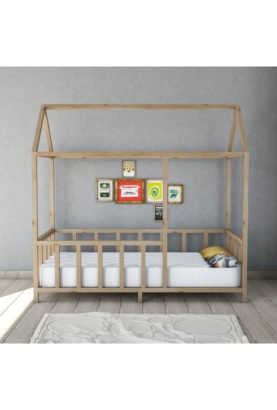 Zerka Concept Neva Doğal Ahşap Montessori Çocuk Karyola Ithal Çam 120 x 200