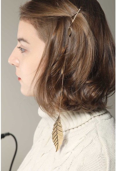Taksesuar Gold Bijuteri Saç Aksesuarı Çift Çizgili Yaprak Desenli Taksesuar Gold Bijuteri Saç Aksesuarı Çift Çizgili Yaprak Desenli