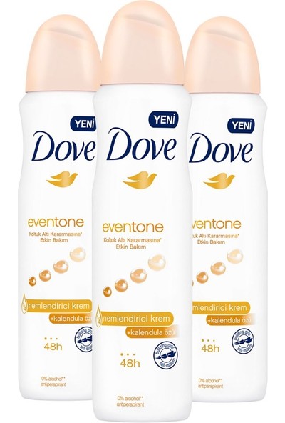 Dove Kadın Sprey Deodorant Even Tone Koltuk Altı Kararmasına Etkin Bakım 150 Ml X3