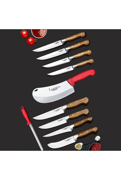 Lazbisa Mutfak Bıçak Seti Et Ekmek Sebze Meyve Soğan Salata Bıçak Seti ( 10 Parça ) Lazbisa Mutfak Bıçak Seti Et Ekmek Sebze Meyve Soğan Salata Bıçak Seti ( 10 Parça )