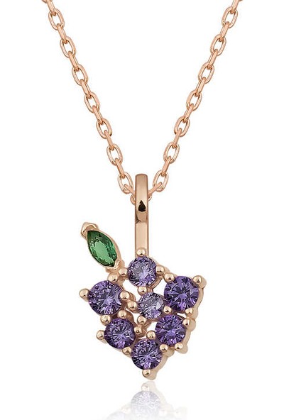 Gumush Gümüş Üzüm Figürlü Meyve Kolye