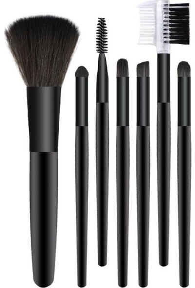 Kitchen Beauty Makyaj Fırça Seti 7'li Siyah Renk Makyaj Fırçası Aparatı