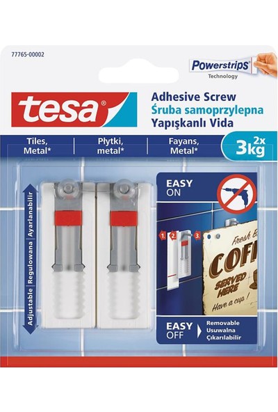 Tesa Fayans ve Metal Yüzeyler Için Ayarlanabilir Yapışkan Çivi 3 kg x 2 Adet Tesa Fayans ve Metal Yüzeyler Için Ayarlanabilir Yapışkan Çivi 3 kg x 2 Adet