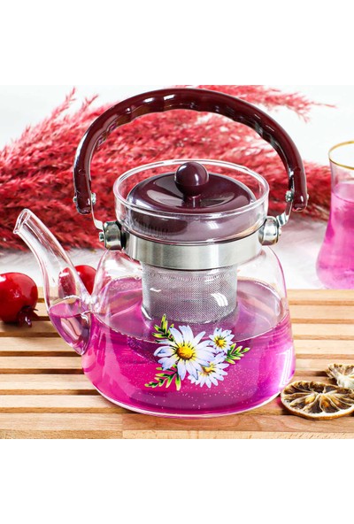 Kosova GRS-17216 Allev Isıya Dayanıklı 800 cc Cam Bitki Çayı Demliği