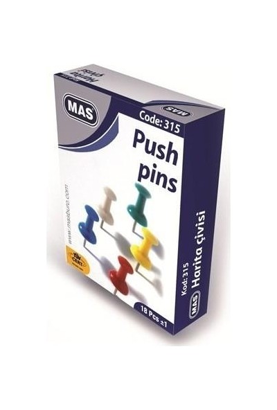 Mas Renkli Harita Çivisi 18'li Paket
