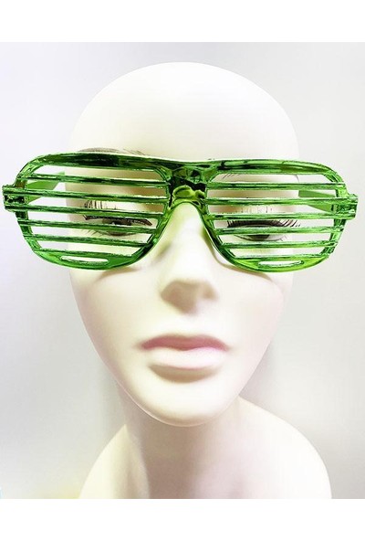 Xnews Metalize Panjur Şekilli Parlak Parti Gözlüğü Yeşil Renk 15X6 cm