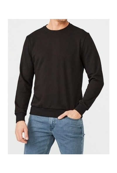 Nazlı Giyim Erkek Siyah Basic Bisiklet Yaka Sweatshirt Nazlı Giyim Erkek Siyah Basic Bisiklet Yaka Sweatshirt