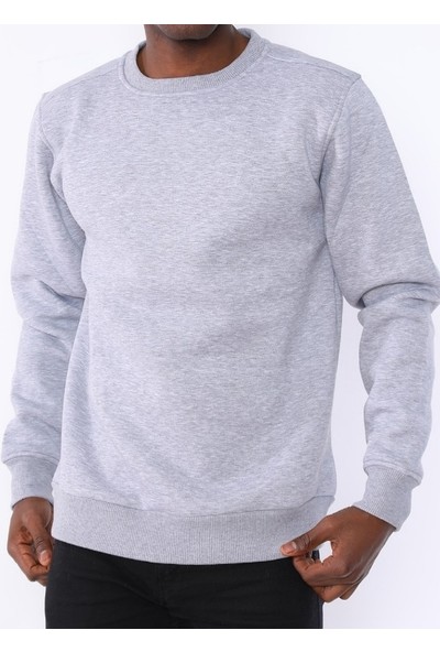 Erkek Grimelanj Basic Bisiklet Yaka Sweatshirt