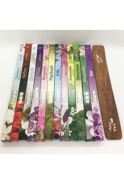 Vera Tütsü 12 Çeşit 96 Adet Tütsü Çubuğu Çiçek Bahçesi ve Ahşap Tütsü Kayığı Vera Tütsü 12 Çeşit 96 Adet Tütsü Çubuğu Çiçek Bahçesi ve Ahşap Tütsü Kayığı