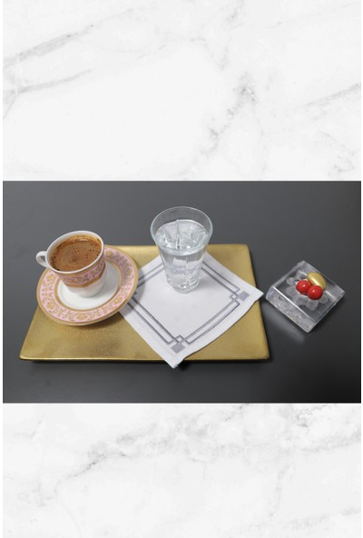 Turkuaz 6'lı Kokteyl Peçetesi ve Bardak Altlığı Geometrik Desenli Çeyizlik Özel Nakışlı 6 Adet Gri Renkli Turkuaz 6'lı Kokteyl Peçetesi ve Bardak Altlığı Geometrik Desenli Çeyizlik Özel Nakışlı 6 Adet Gri Renkli