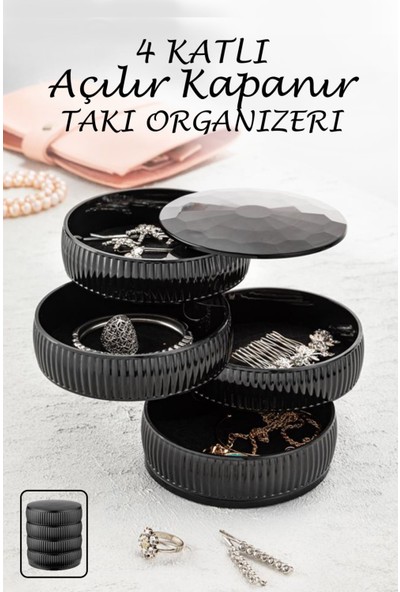 Kitchen Life Çizgili 4 Katlı Döner Takı Organizeri - Büyük Boy ( Takı Saklama Kutusu ) Kitchen Life Çizgili 4 Katlı Döner Takı Organizeri - Büyük Boy ( Takı Saklama Kutusu )