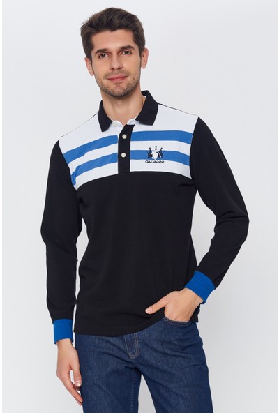 Galvanni Erkek Siyah Polo Yaka Sweatshirt - Karayano Galvanni Erkek Siyah Polo Yaka Sweatshirt - Karayano