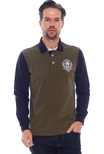 Galvanni Erkek Haki Polo Yaka Sweatshirt - Rangına Galvanni Erkek Haki Polo Yaka Sweatshirt - Rangına