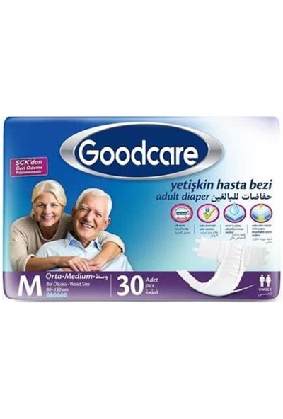 Goodcare Bel Bantlı Yetişkin Hasta Bezi Medium 30'lu 3 Paket 90 Adet Goodcare Bel Bantlı Yetişkin Hasta Bezi Medium 30'lu 3 Paket 90 Adet
