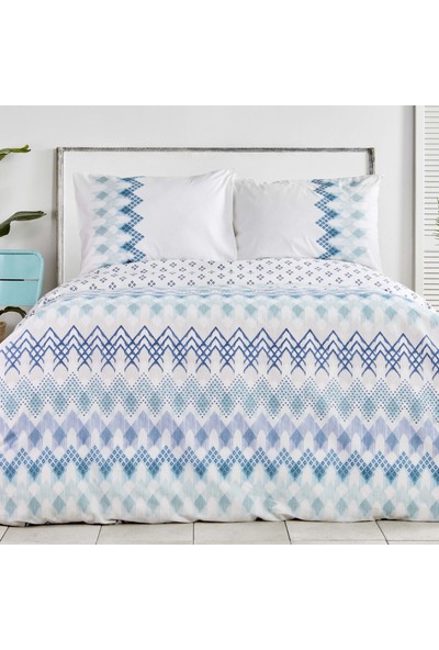 Sarah Anderson Etnico Mavi Çift Kişilik Nevresim Yastık Set