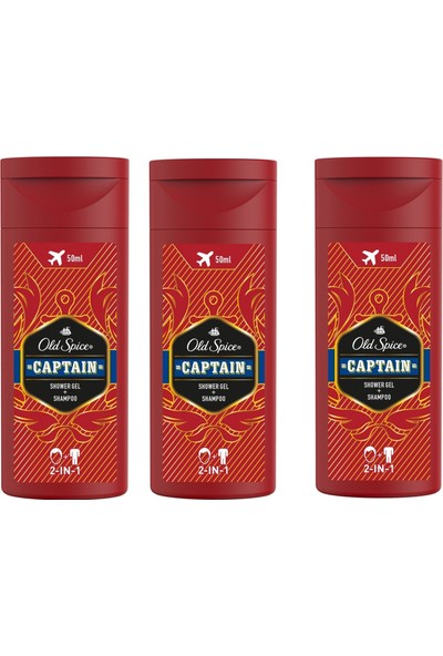 Old Spice Captain Seyahat Boy Şampuan+Duş Jeli 50 Ml X 3 Adet