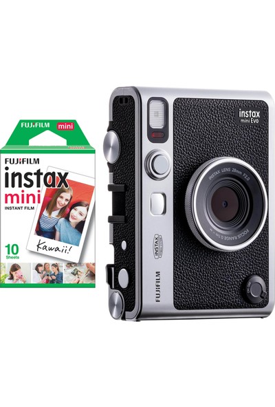 Instax Mini Evo Siyah Fotoğraf Makinası ve 10'lu Film Instax Mini Evo Siyah Fotoğraf Makinası ve 10'lu Film