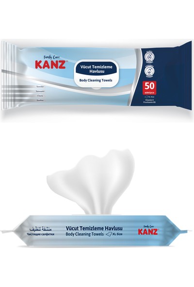 Kanz Vücut Temizleme Havlusu 12X50 Adet 600 Yaprak Kanz Vücut Temizleme Havlusu 12X50 Adet 600 Yaprak
