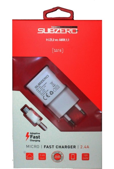 Subzero Micro USB Hızlı Şarj Aleti Seti 2.4A Subzero Micro USB Hızlı Şarj Aleti Seti 2.4A