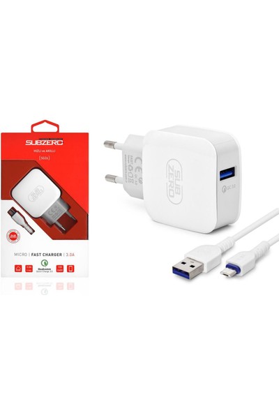 Subzero Micro USB Hızlı Şarj Qualcomm Tablet ve Telefon Şarj Aleti Seti 3.0A Subzero Micro USB Hızlı Şarj Qualcomm Tablet ve Telefon Şarj Aleti Seti 3.0A