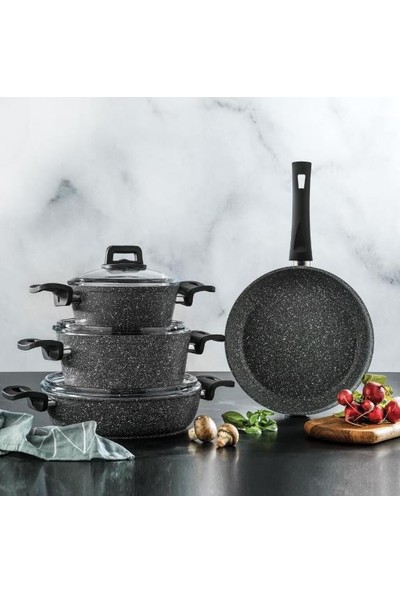 Schafer New Stark 7 Parça Granit Tencere Seti Antrasit 02 Schafer New Stark 7 Parça Granit Tencere Seti Antrasit 02