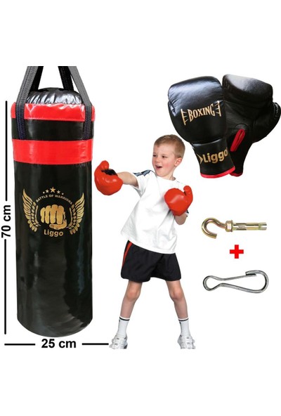 Liggo Çocuk Büyük Boy Dolu Boks Kum Torbası+Çocuk Boks Eldiveni 70X25CM Liggo Çocuk Büyük Boy Dolu Boks Kum Torbası+Çocuk Boks Eldiveni 70X25CM