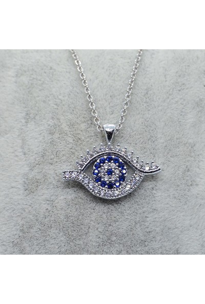 X-lady Accessories Gümüş Renk Zirkon Taşlı Ra Göz Kolye 777
