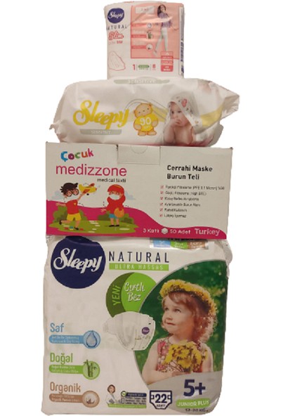 Sleepy Bebek Bezi + Islak Mendil + Ped + Unisex Çocuk Maskesi