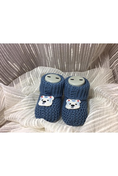 İki Kalp Butik Ikikalp Butik Bebek Ayıcıklı Figürlü Triko Patik