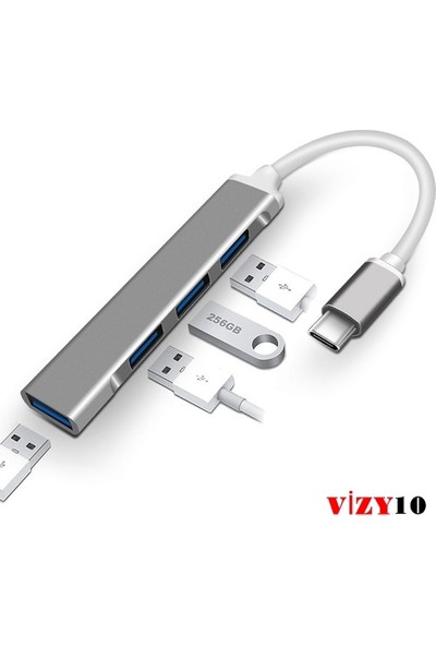 VİZY10 Macbook Uyumlu Type-C To 4* USB 3.0 Splitter Hub Adaptör