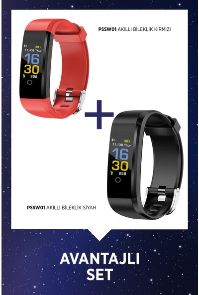 Polosmart PSSW01 Smart Fit Akıllı Bileklik 2'li Set Siyah-Kırmızı Polosmart PSSW01 Smart Fit Akıllı Bileklik 2'li Set Siyah-Kırmızı
