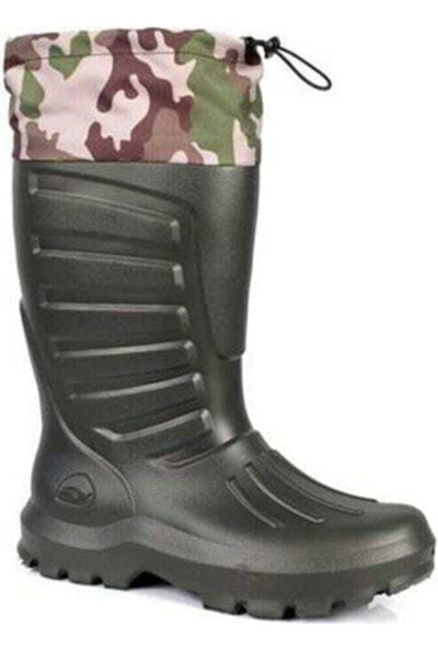 Sonimix Kısa Termal Eva Konçlu Çoraplı Kauçuk Çizme Haki