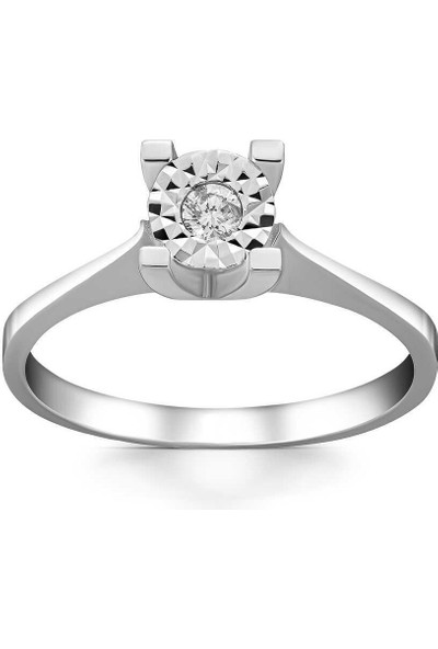 Luziana Pırlanta 0,06 Karat Efektli Tektaş Pırlanta Yüzük