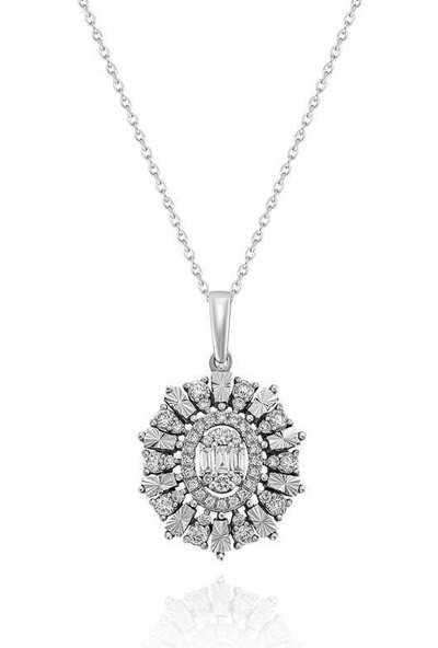 Luziana Pırlanta 0,38 Karat Baget Pırlanta Kolye