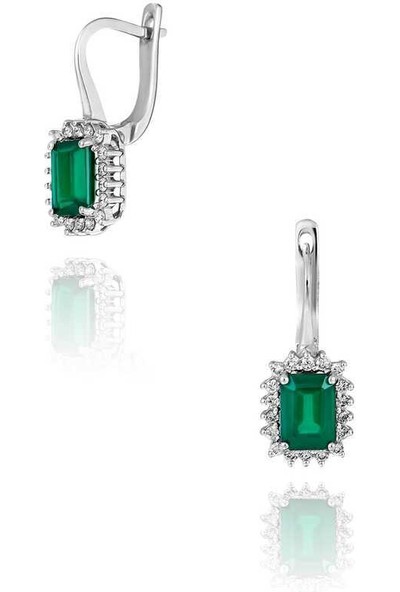 Luziana Pırlanta 2,14 Karat Pırlantalı Zümrüt Küpe