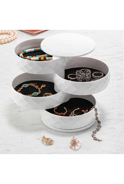 Soft Chef Akrilik 4 Katlı Takı Makyaj Malzemesi Kutusu Organizer Beyaz Soft Chef Akrilik 4 Katlı Takı Makyaj Malzemesi Kutusu Organizer Beyaz