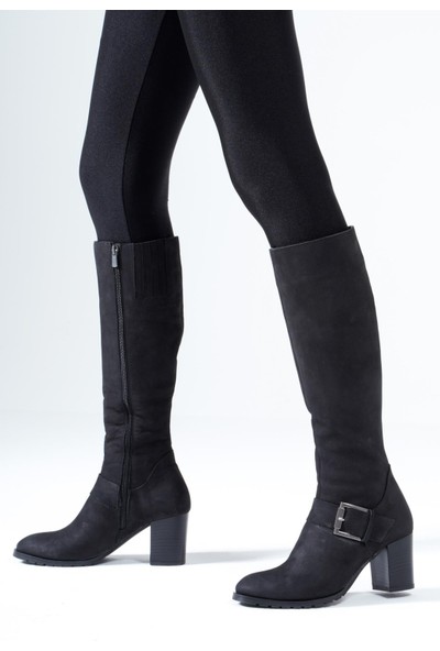 CZ London Deri Kadın Çizme Topuklu Tokalı Lastikli Kışlık Ayakkabı CZ London Deri Kadın Çizme Topuklu Tokalı Lastikli Kışlık Ayakkabı