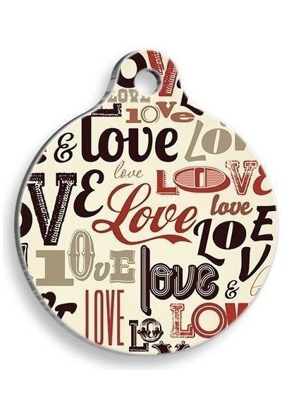 Altın Pati Vintage Love Yuvarlak Kedi ve Köpek Künyesi Altın Pati Vintage Love Yuvarlak Kedi ve Köpek Künyesi