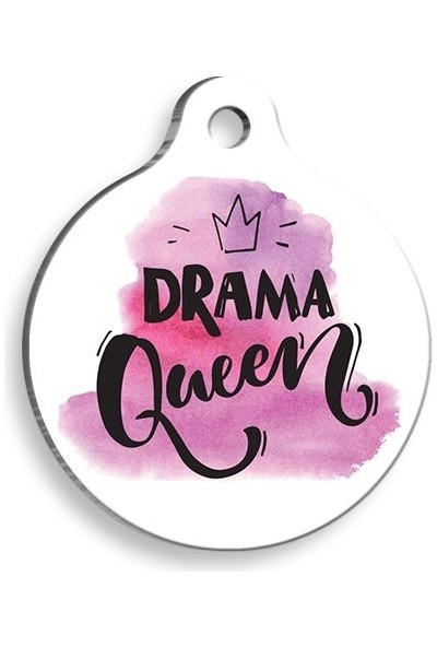 Altın Pati Drama Queen Mor Yuvarlak Kedi ve Köpek Künyesi Altın Pati Drama Queen Mor Yuvarlak Kedi ve Köpek Künyesi