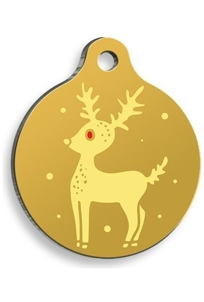Altın Pati Christmas Serisi Yellow Deer Yuvarlak Kedi ve Köpek Künyesi Altın Pati Christmas Serisi Yellow Deer Yuvarlak Kedi ve Köpek Künyesi